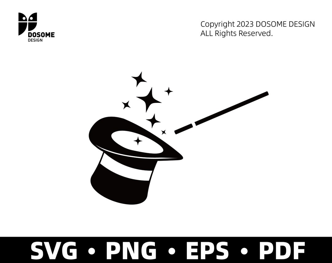 Magician Wand Hat SVG • Clip Art Cut File Silhouette Pdf Eps Png ...