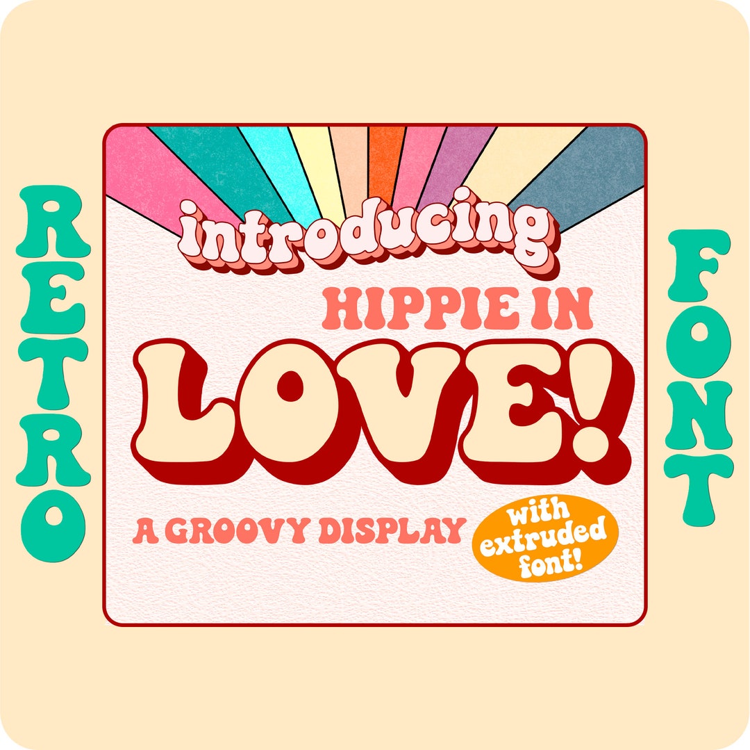Retro Font With Extrude Groovy Font Hippie Font Funky Font Bubble Font ...