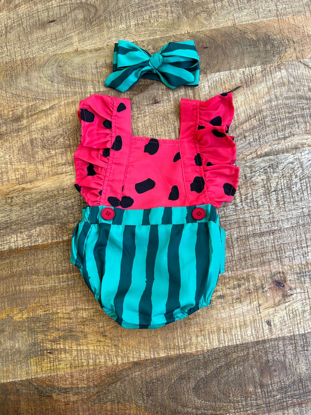 Baby Watermelon Romper With Matching Headband | Baby Photo Prop | Baby ...