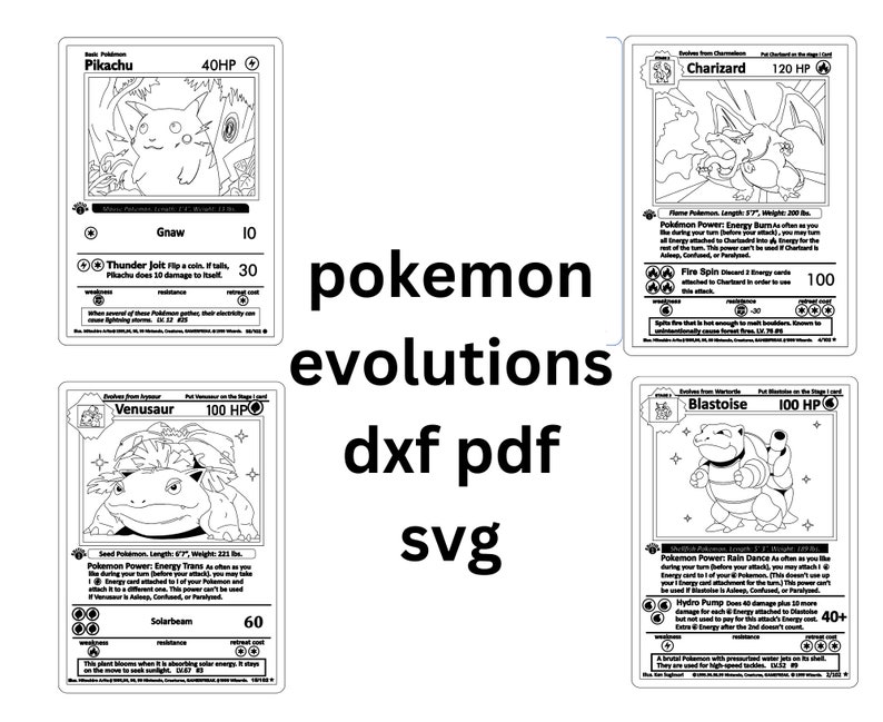 Pokemon evoluciones tarjetas pokemon originales archivos DXF,SVG,PDF ...