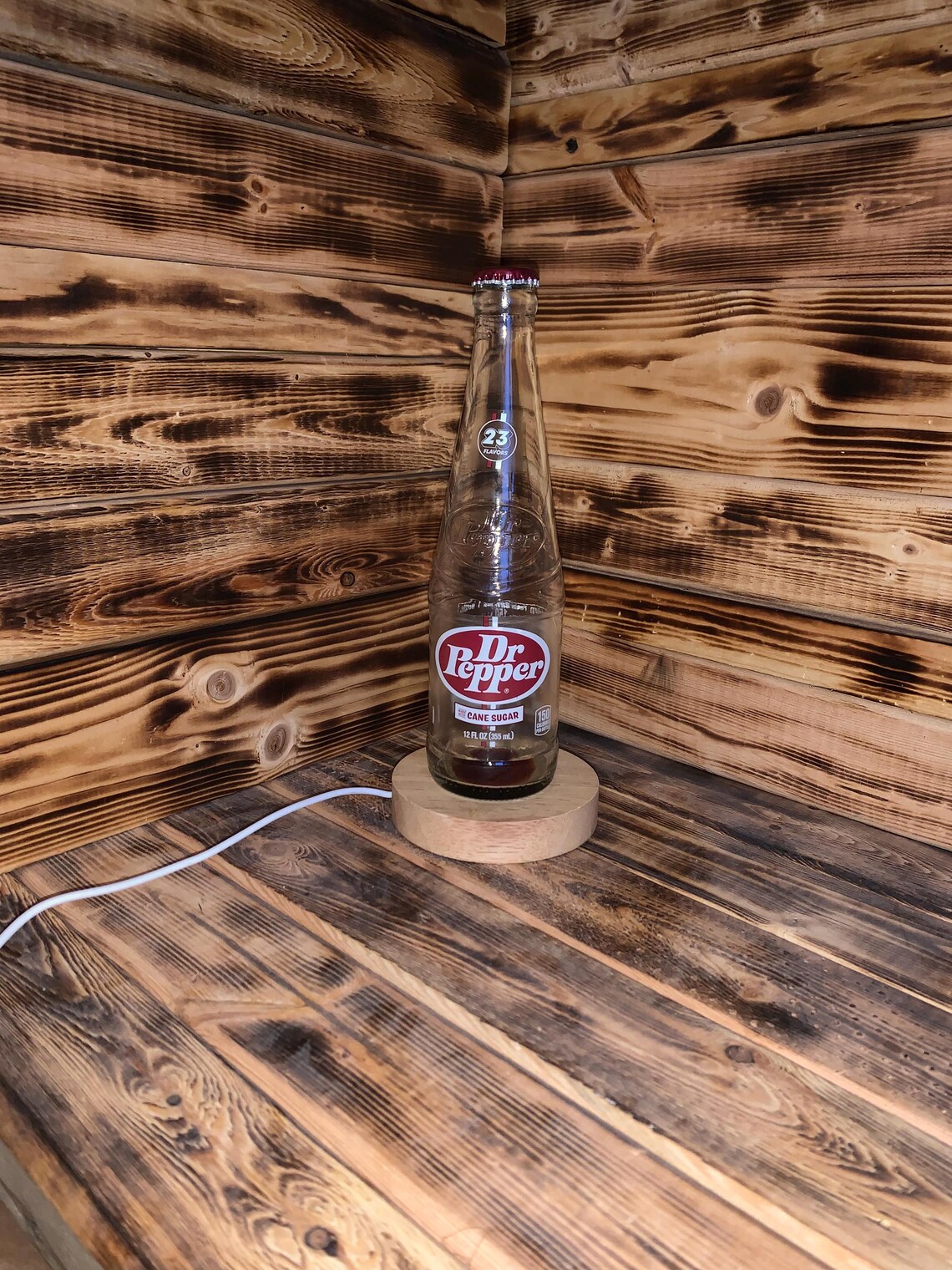 Dr. Pepper Glass Bottle Desk/table Lamp Handmade LED Light Recycled ...