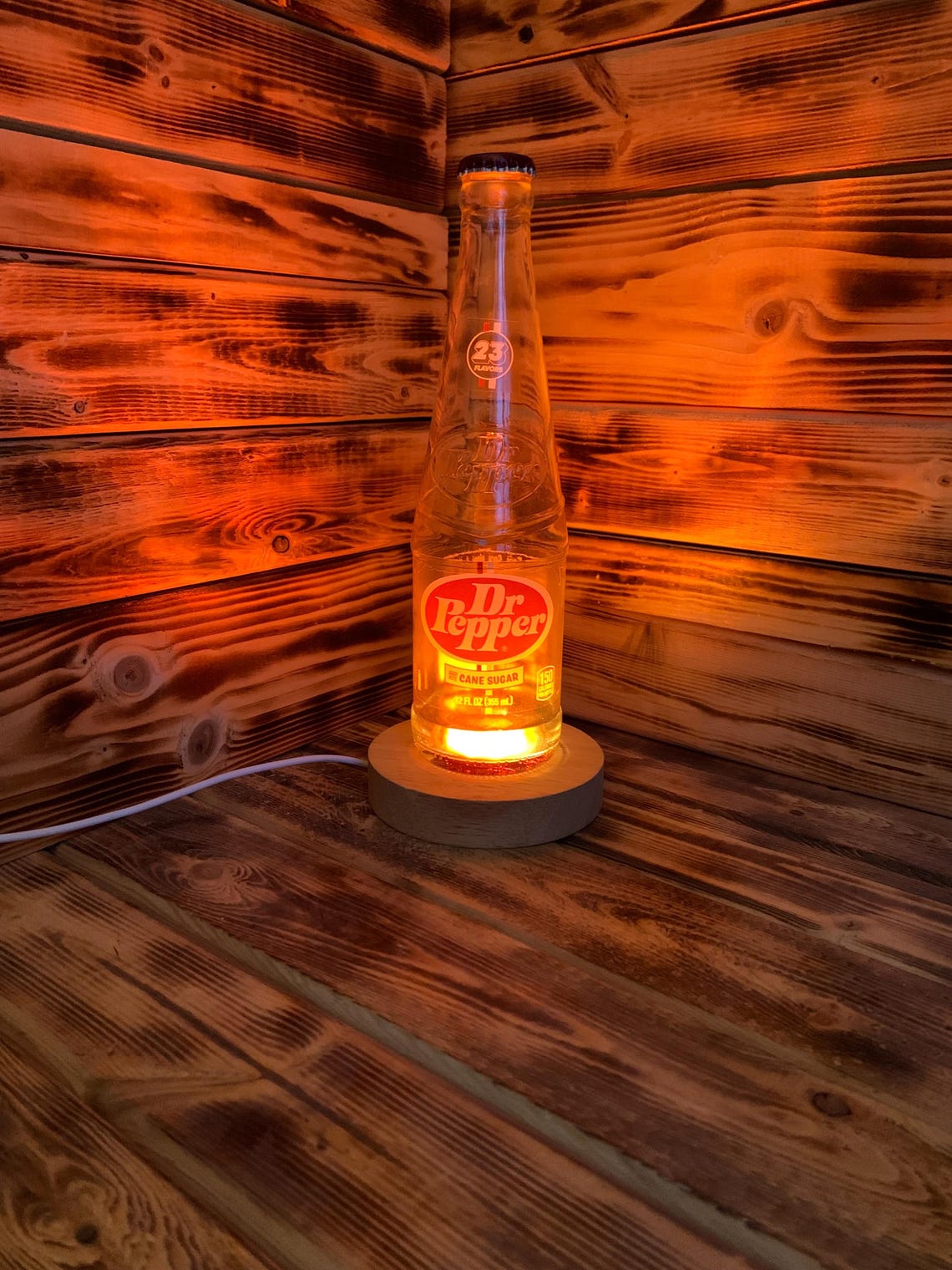 Dr. Pepper Glass Bottle Desk/table Lamp Handmade LED Light Recycled ...