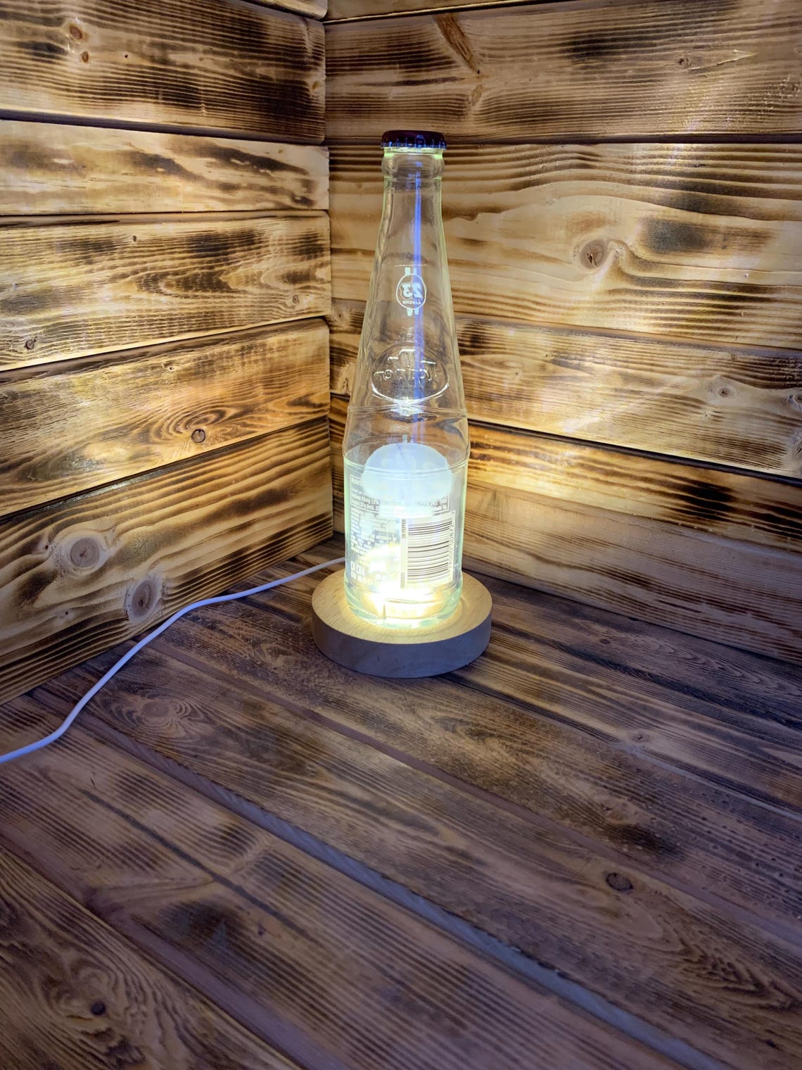 Dr. Pepper Glass Bottle Desk/table Lamp Handmade LED Light Recycled ...
