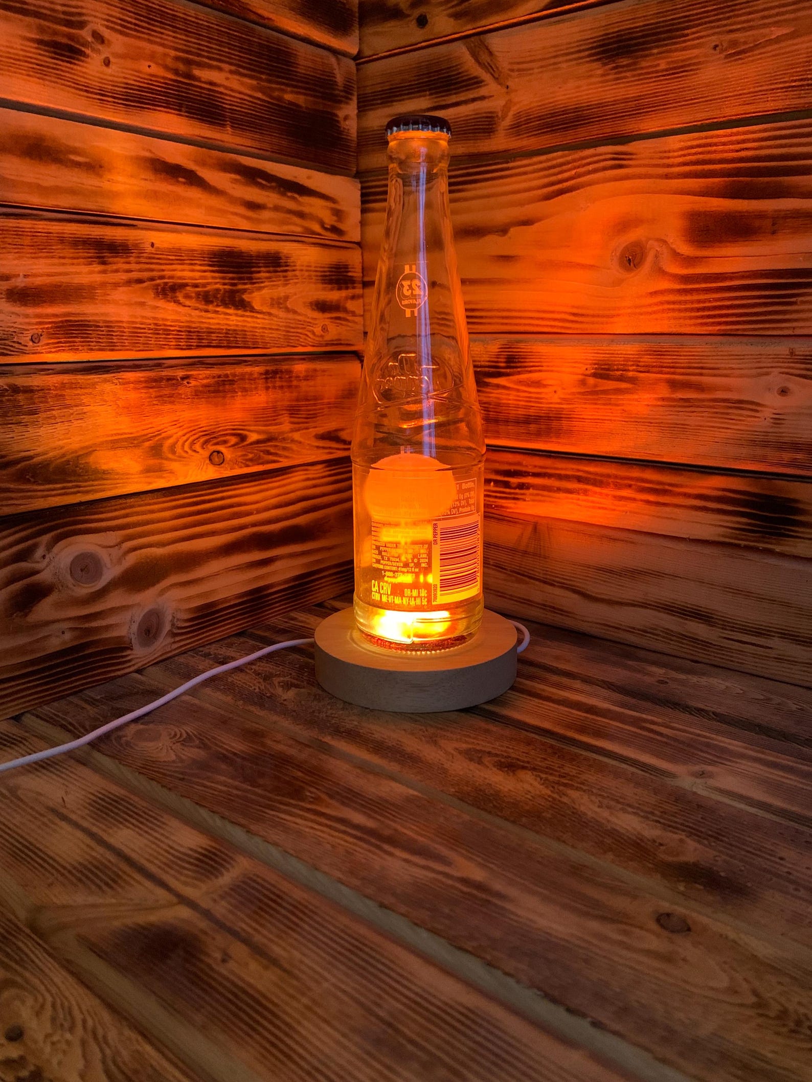 Dr. Pepper Glass Bottle Desk/table Lamp Handmade LED Light Recycled ...
