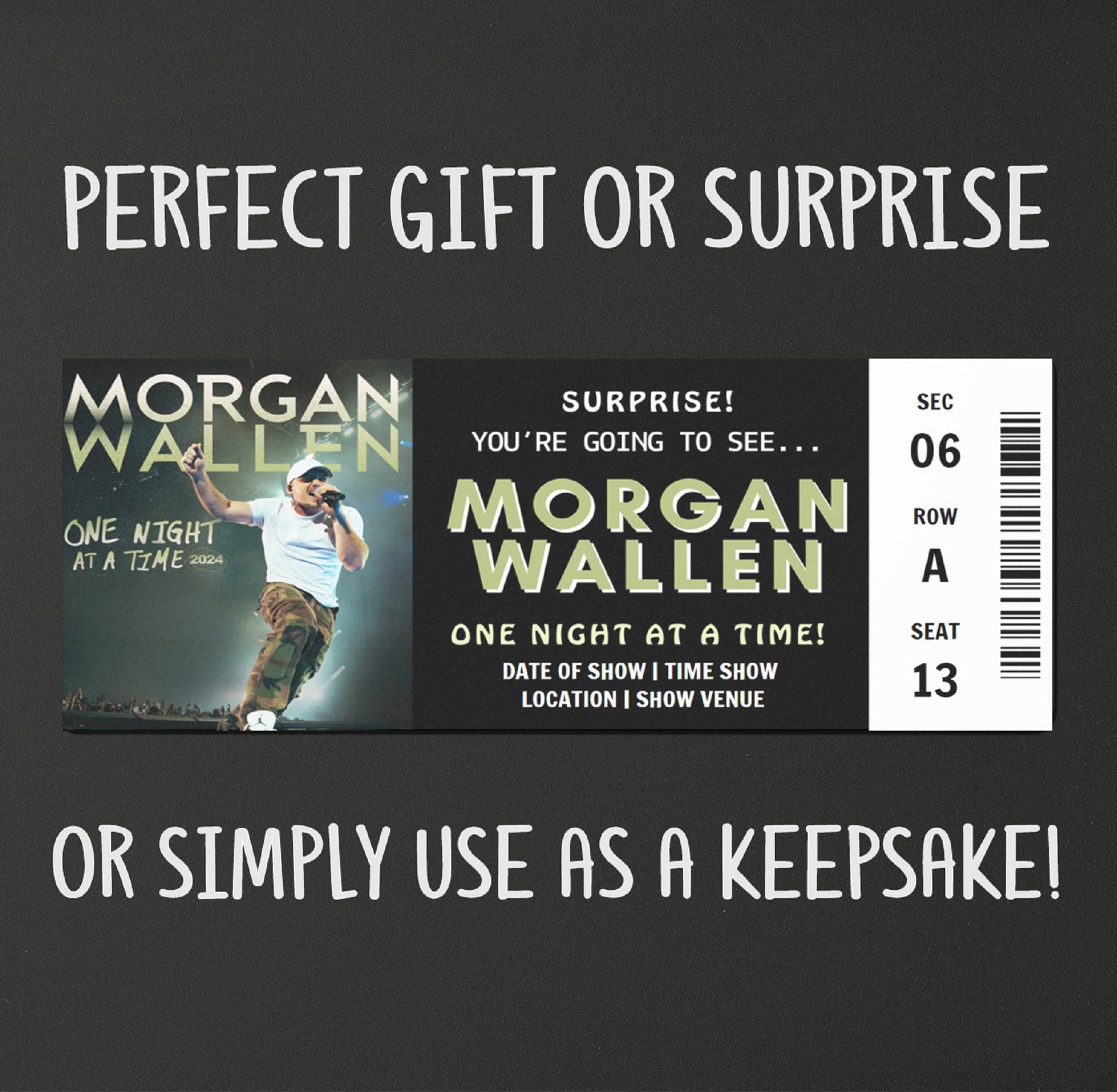 Morgan Wallen Ticket, One Night at a Time Tour Ticket, Editable Morgan ...