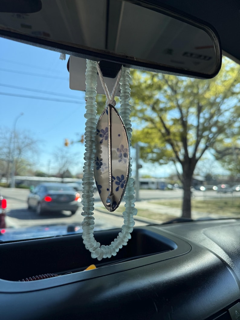 Ceramic Glass Surfboard Car Charm: Coastal Rear View Mirror Decor - Etsy