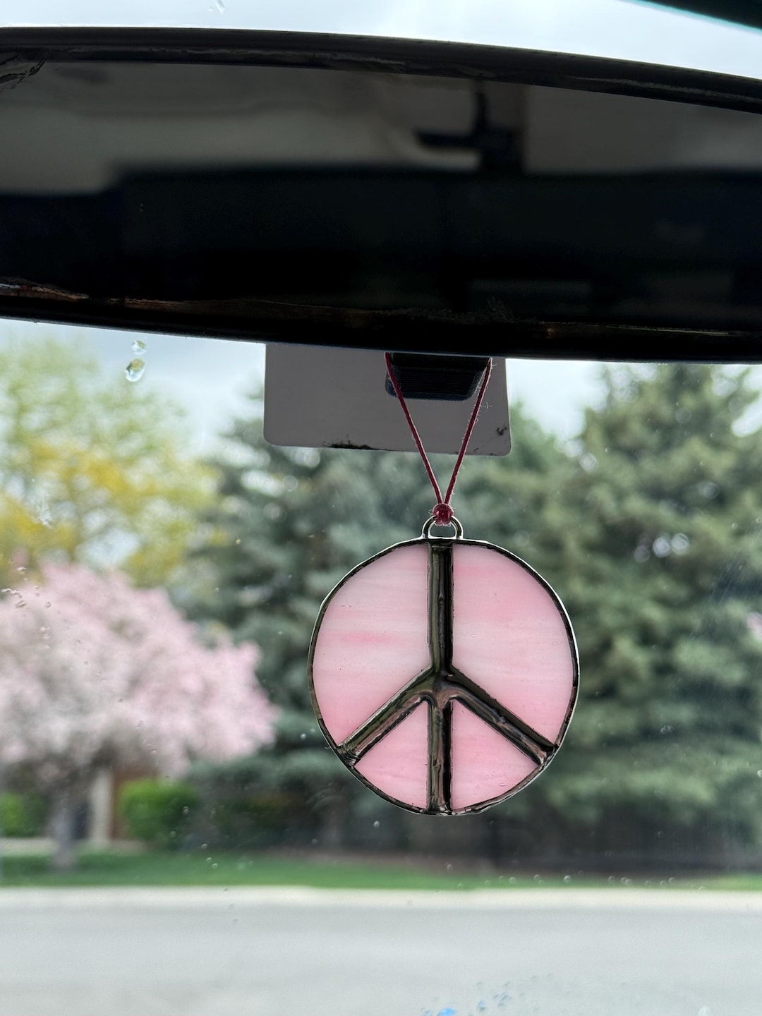 Stained Glass Peace Sign Car Charm: Boho Rear View Mirror Decor - Etsy
