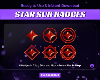 Gold Star Twitch Sub Badges Twitch Sparkle Sub Badges Twitch Sub Badges ...
