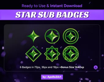 Gold Star Twitch Sub Badges Twitch Sparkle Sub Badges Twitch Sub Badges ...