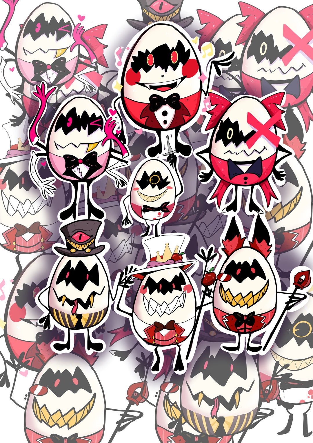 Hazbin Hotel Inspired Egg Bois Character Stickers - Etsy