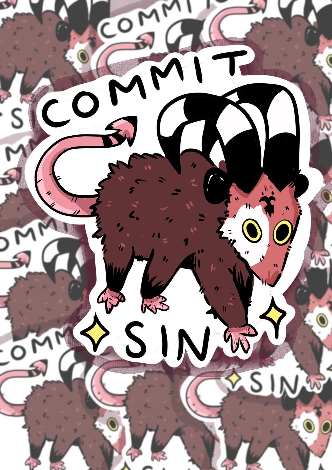 Blitzo Possum - Commit Sin Sticker - Etsy