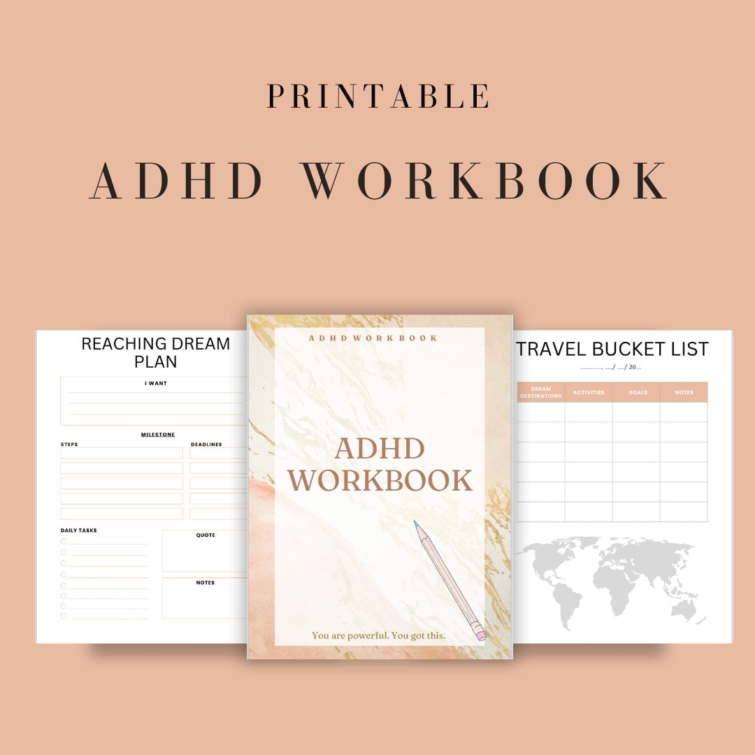 ADHD Workbook Beige Printable ADHD Daily Planner ADHD Adult Planner ...