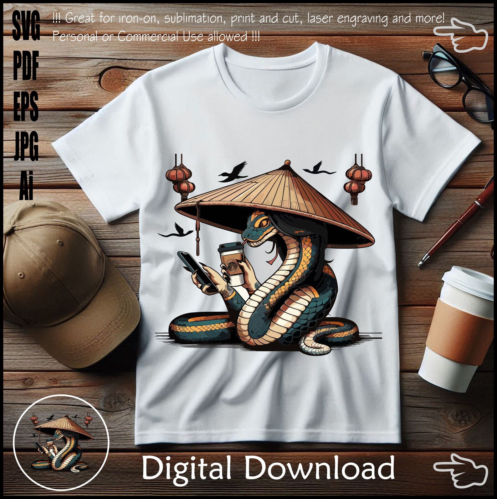 Snakes SVG Year of Snakes PNG Printable Clipart EPS Vector Cut File AI ...