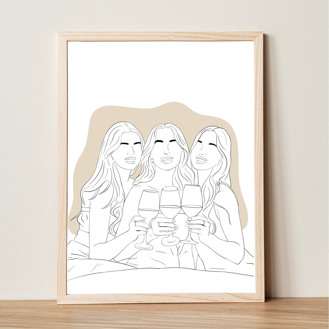 Custom Line Drawing, Faceless Illustration From Photo, Couple/friends ...
