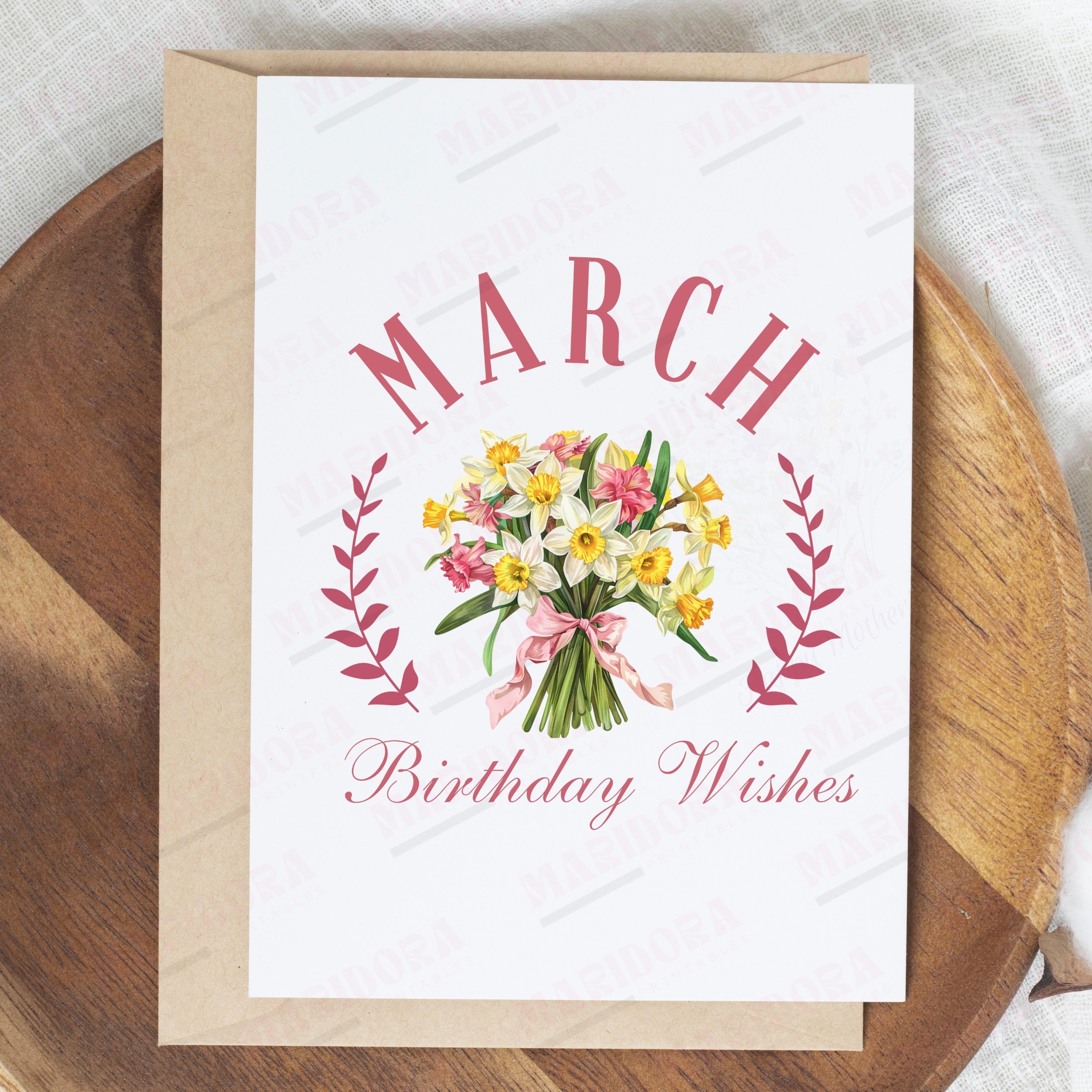 March Birthday Wishes Printable Blank Card, Instant Download JPG PDF ...