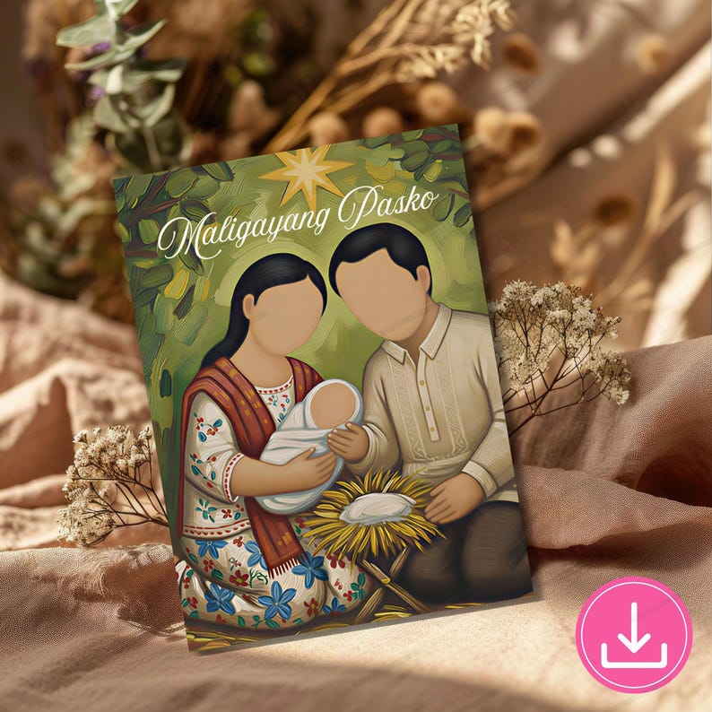 Maligayang Pasko Printable Filipino Christmas Card, DIY Holiday ...
