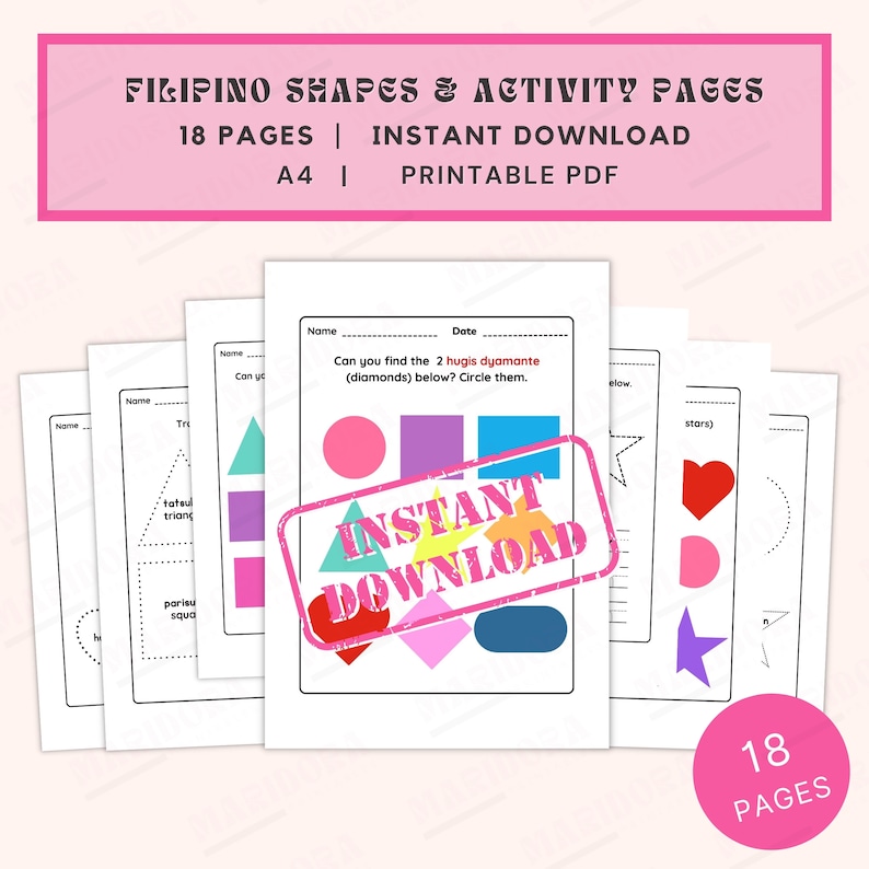 Filipino Shapes Tracing and Activity Worksheets, Tagalog Shapes Tracing ...