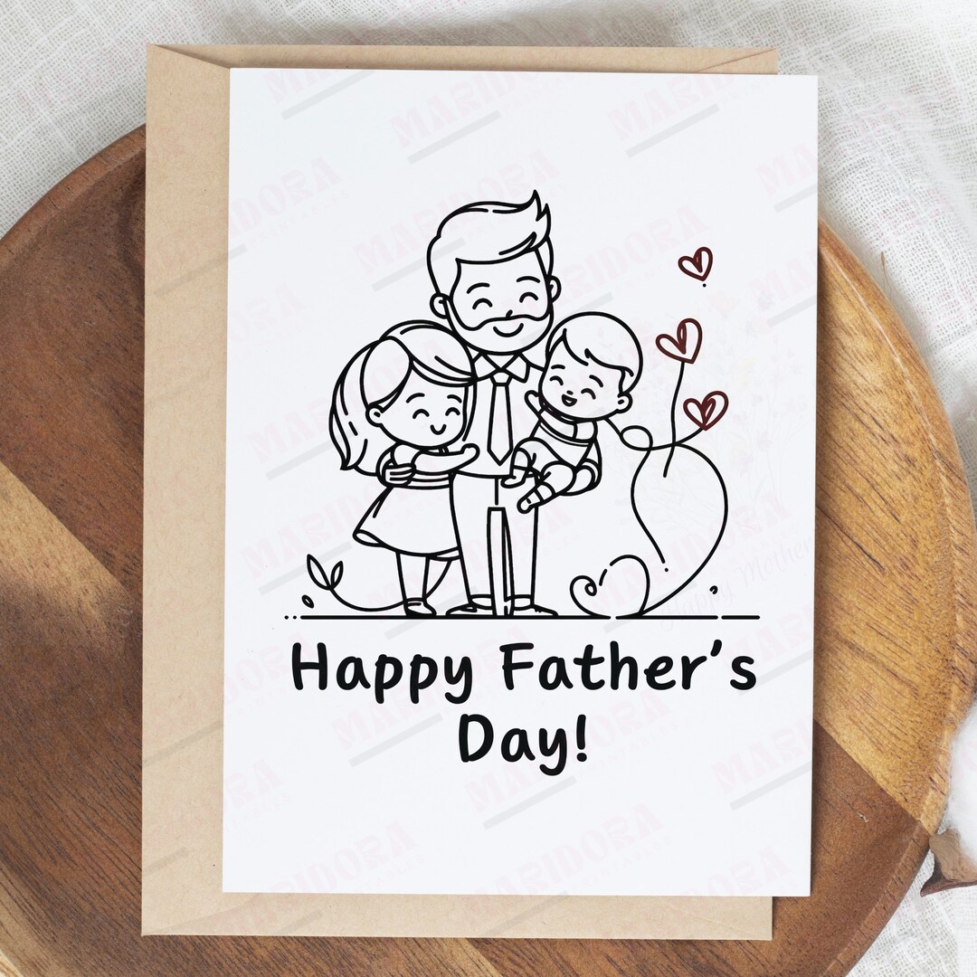 Father's Day Printable Card, Instant Download JPG PDF, Happy Dad's Day ...