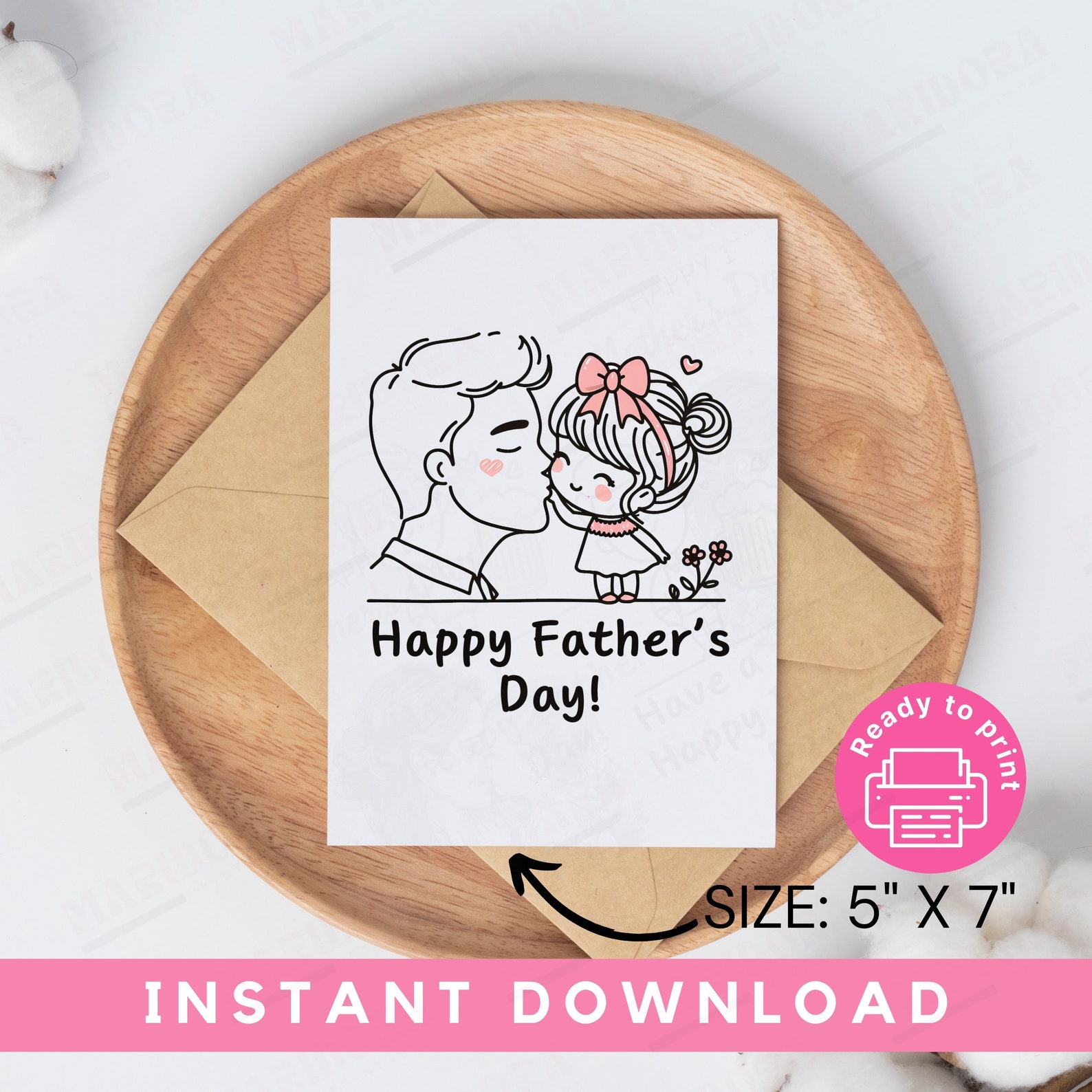 Father's Day Printable Card, Instant Download JPG PDF, Happy Dad's Day ...