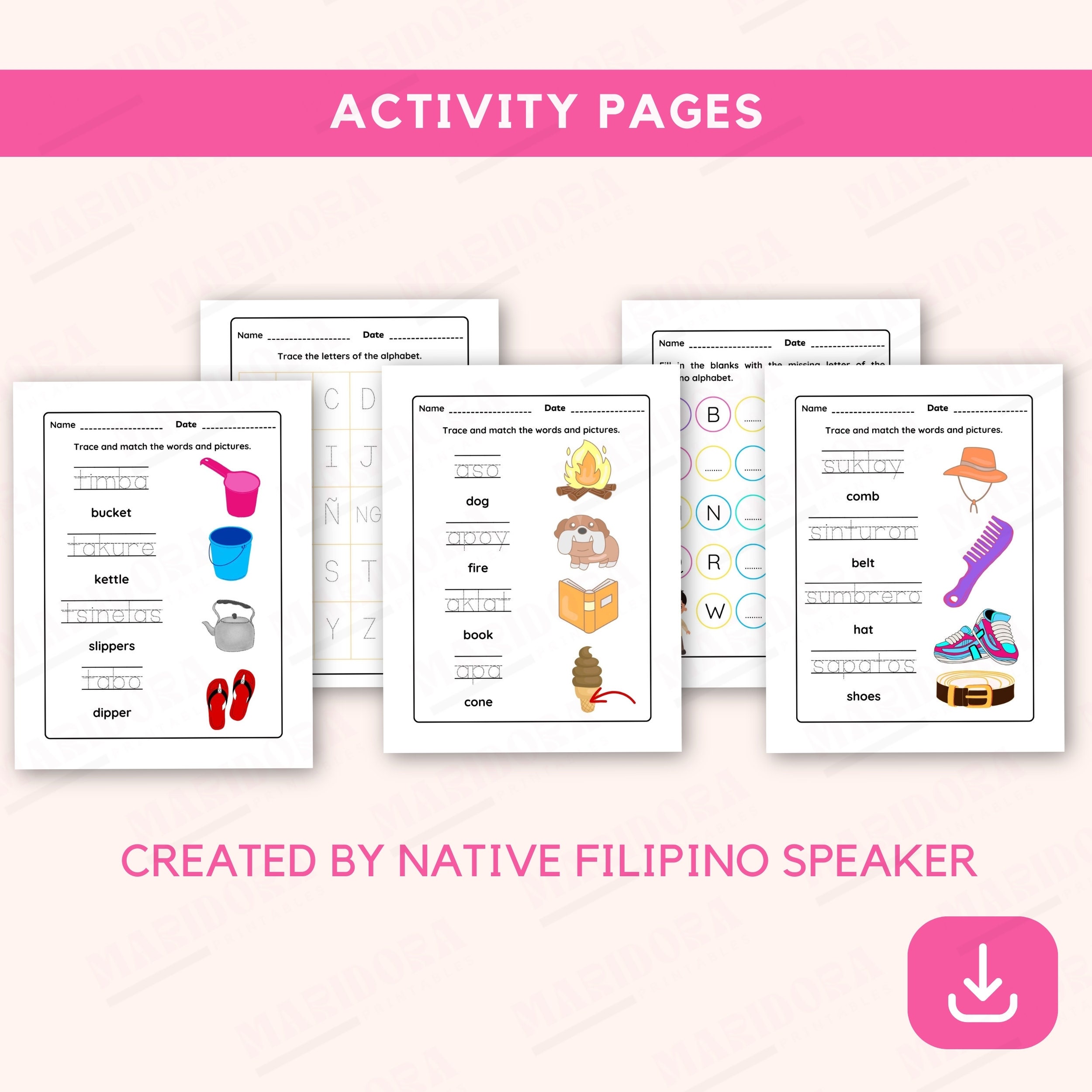 Filipino Alphabet Tracing Worksheets, Tagalog Practice Writing Sheets ...