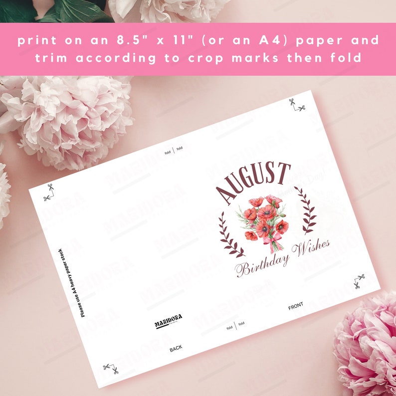 Printable August Birthday Wishes Card, Instant Download JPG PDF, August ...