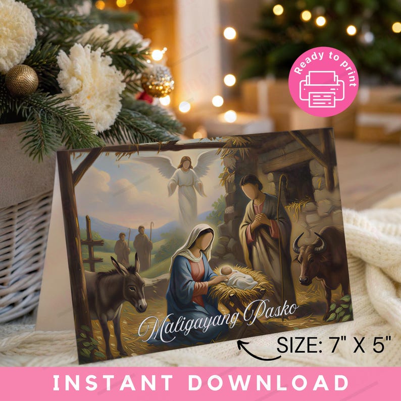 Printable Maligayang Pasko Filipino Christmas Card, Instant Download ...