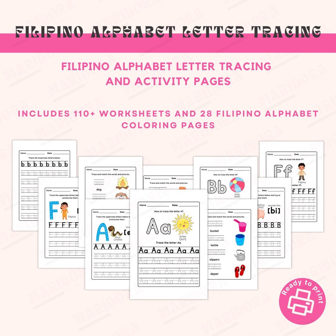Filipino Alphabet Tracing Worksheets, Tagalog Practice Writing Sheets ...