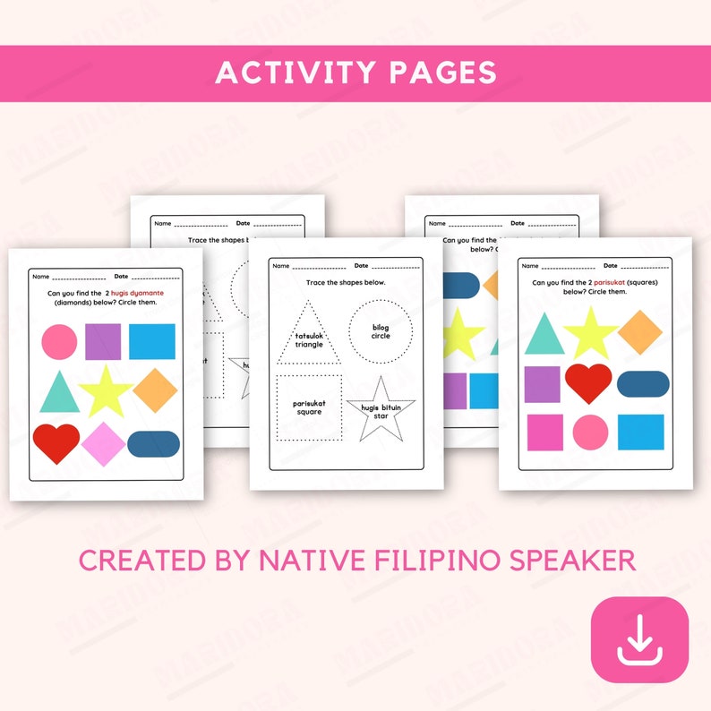 Filipino Shapes Tracing and Activity Worksheets, Tagalog Shapes Tracing ...