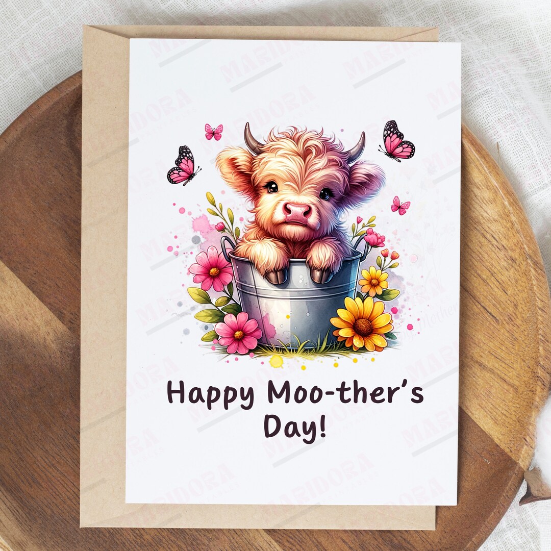 Printable Mother’s Day Card, Happy Moo-ther’s Day Greeting Card ...