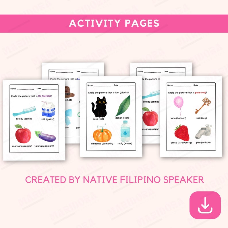 Filipino Colors Tracing and Activity Worksheets, Tagalog Colors Tracing ...