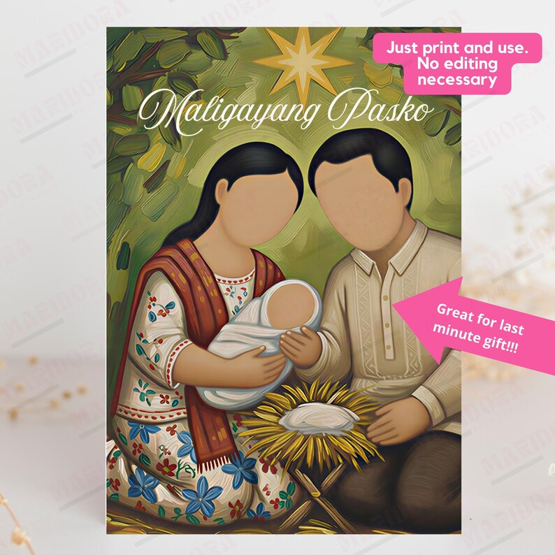 Maligayang Pasko Printable Filipino Christmas Card, DIY Holiday ...