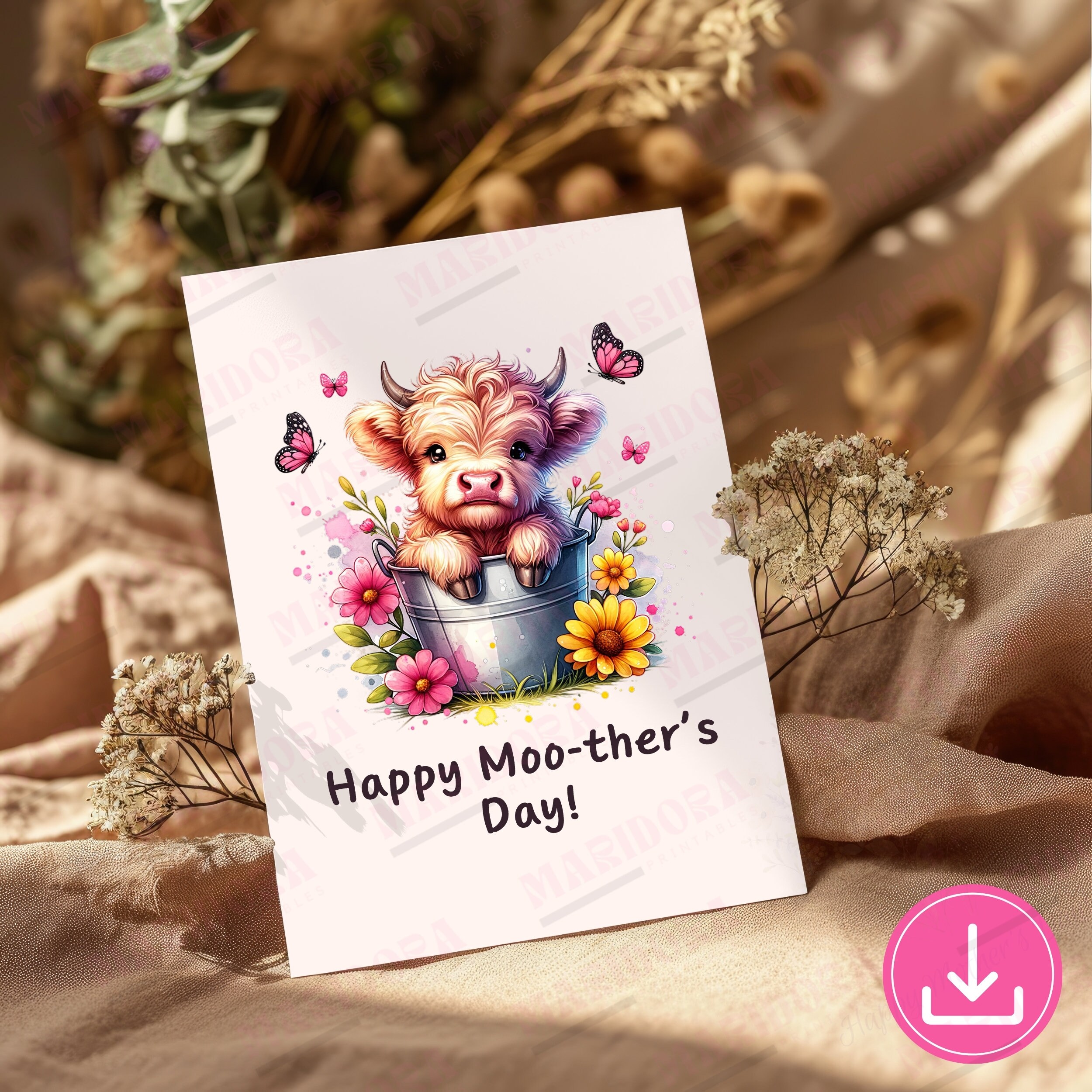 Printable Mother’s Day Card, Happy Moo-ther’s Day Greeting Card ...