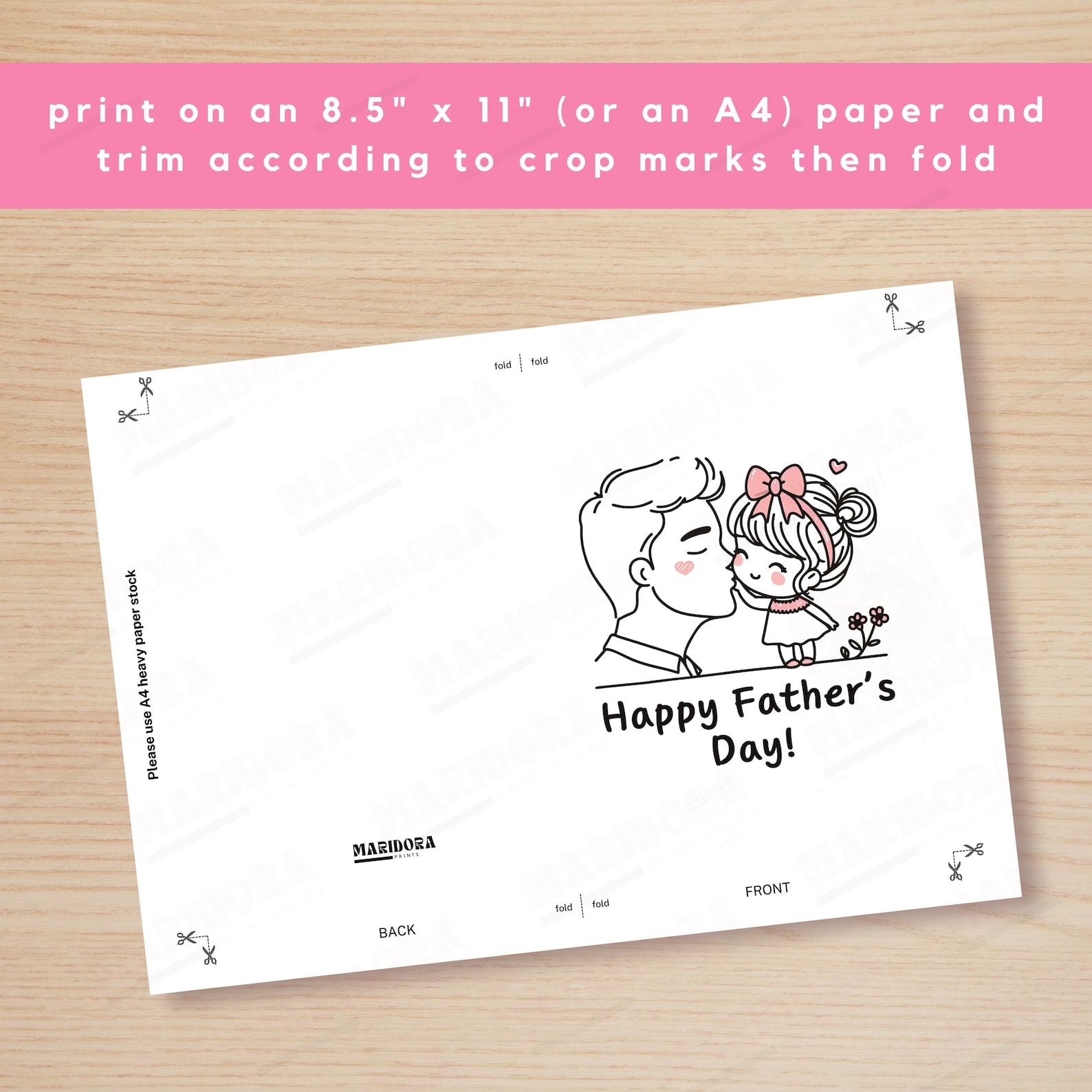Father's Day Printable Card, Instant Download JPG PDF, Happy Dad's Day ...