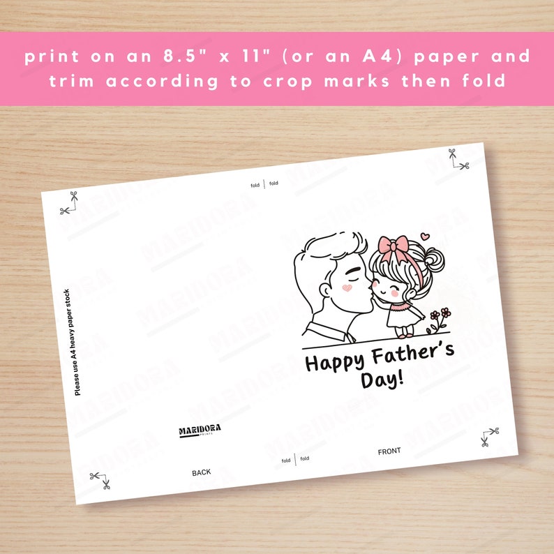 Father's Day Printable Card, Instant Download JPG PDF, Happy Dad's Day ...