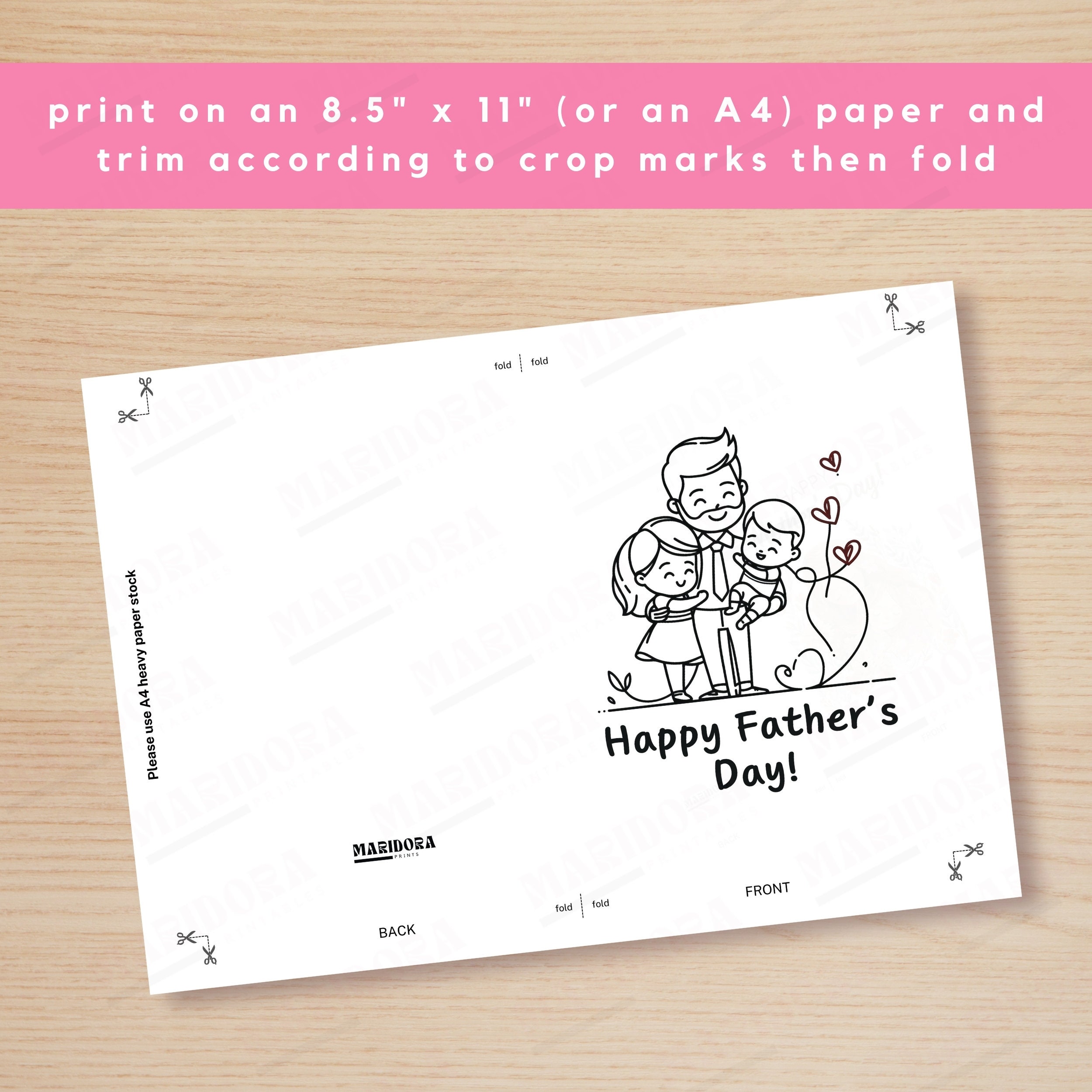 Father's Day Printable Card, Instant Download JPG PDF, Happy Dad's Day ...