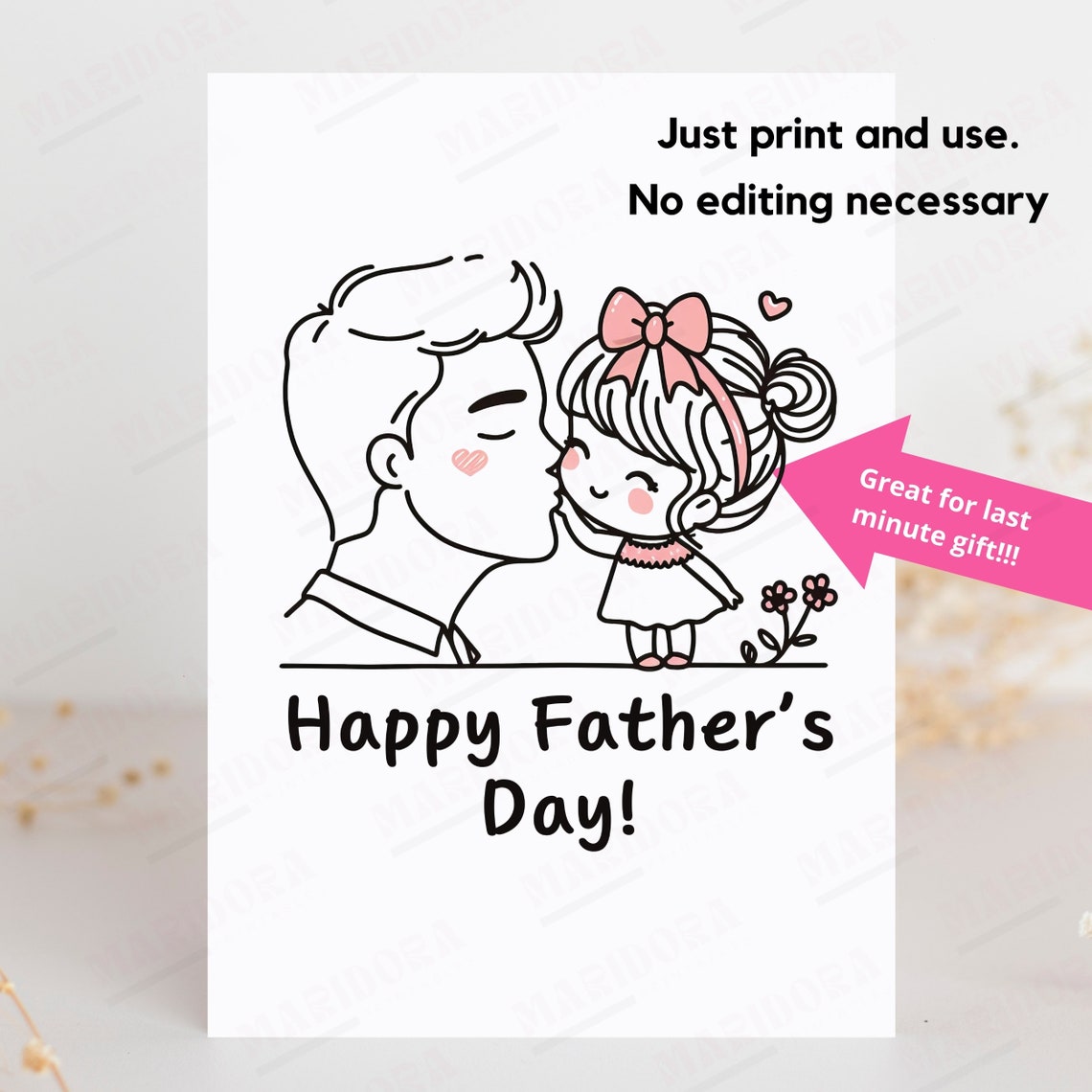 Father's Day Printable Card, Instant Download JPG PDF, Happy Dad's Day ...