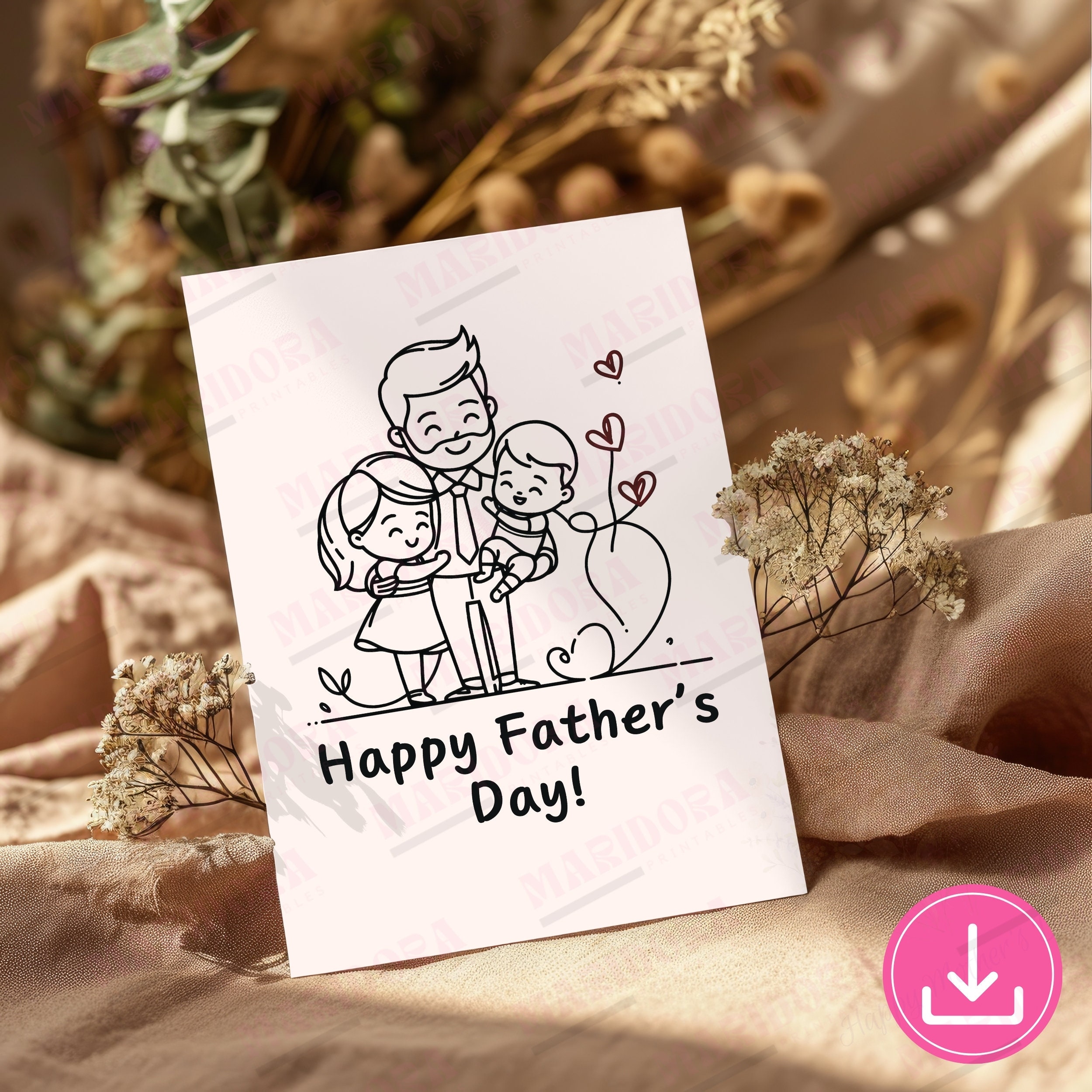 Father's Day Printable Card, Instant Download JPG PDF, Happy Dad's Day ...
