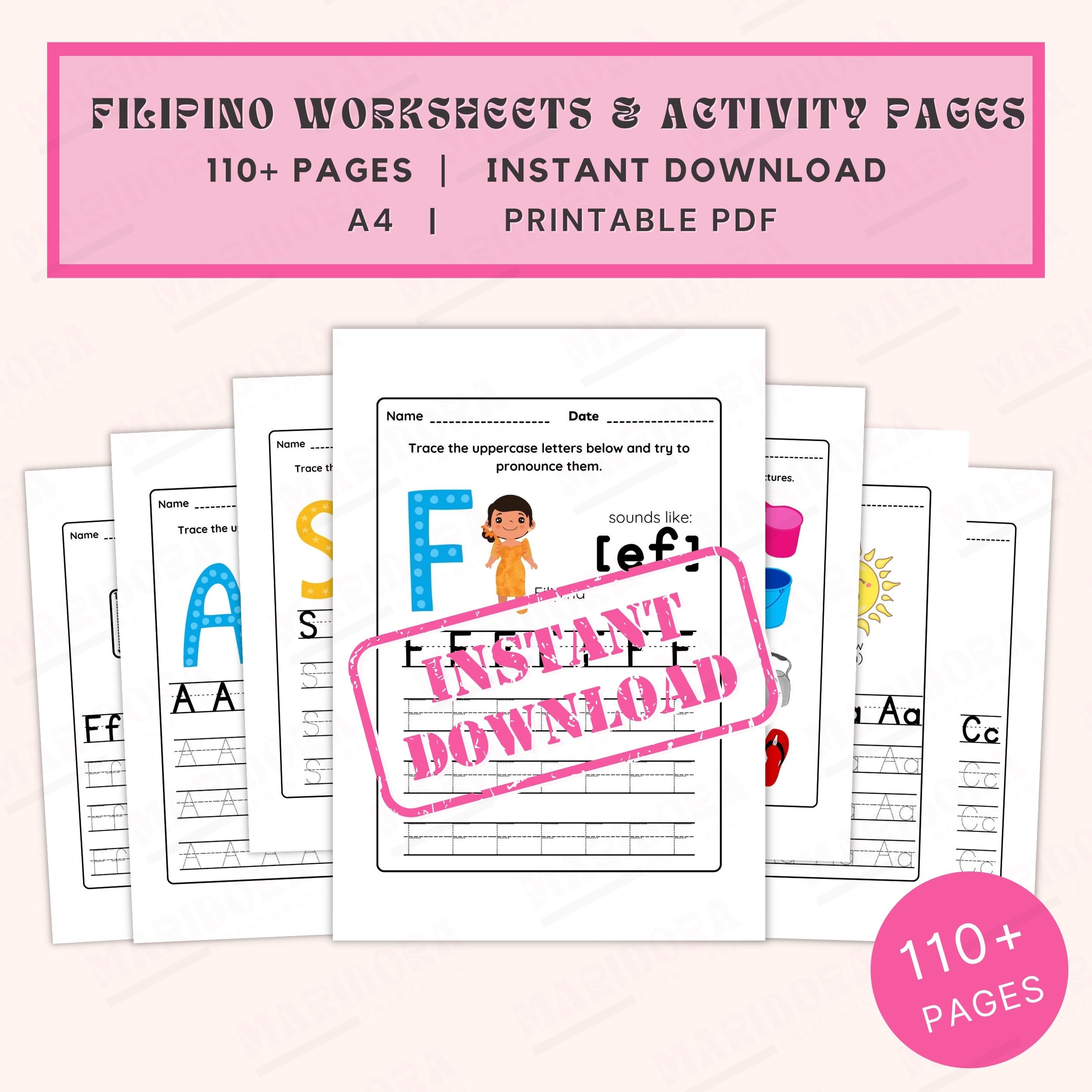 Filipino Alphabet Tracing Worksheets, Tagalog Practice Writing Sheets ...