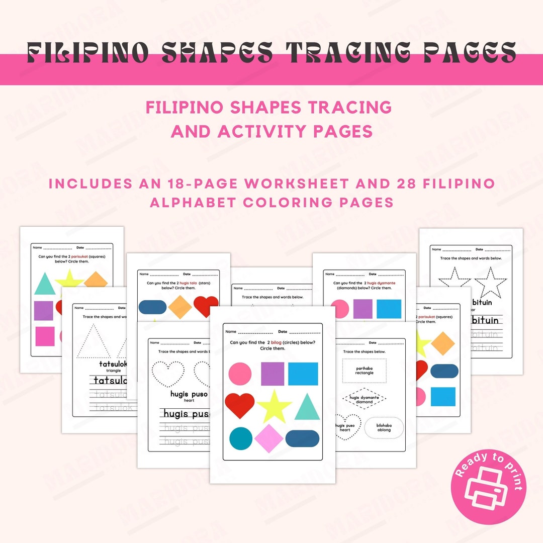 Filipino Shapes Tracing and Activity Worksheets, Tagalog Shapes Tracing ...