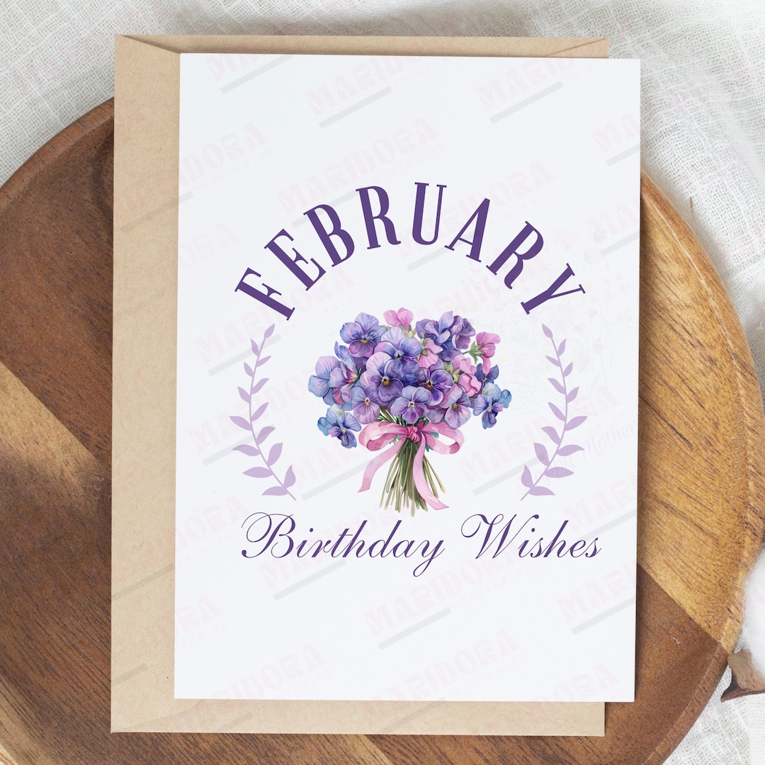 Printable February Birthday Card, Instant Download JPG PDF, February ...