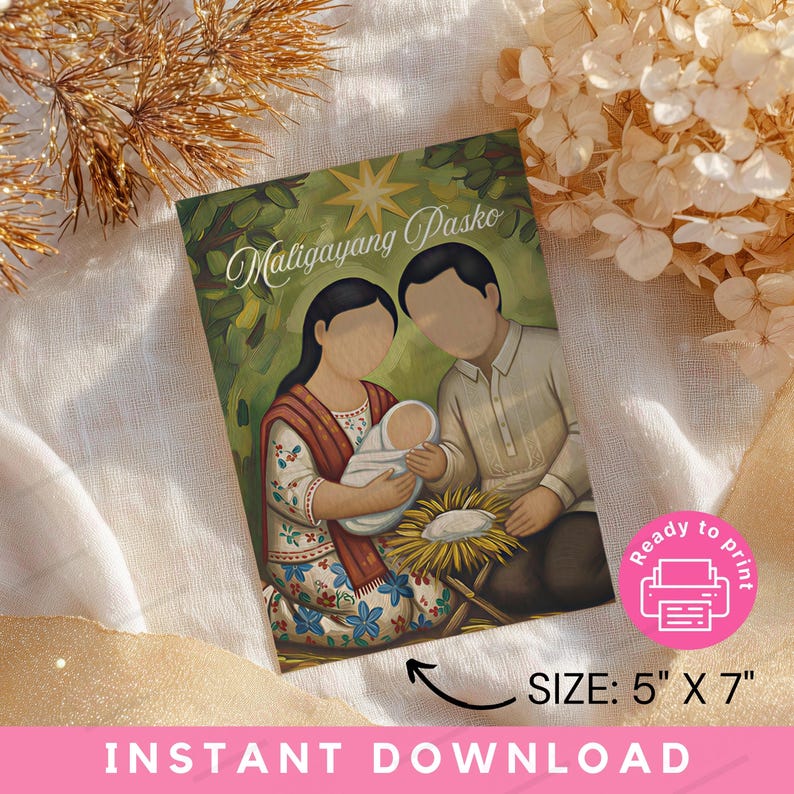 Maligayang Pasko Printable Filipino Christmas Card, DIY Holiday ...