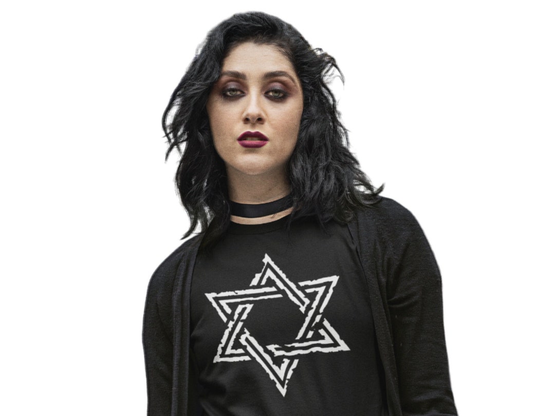Star of David T Shirt Goth Imagery , Distressed Look Israel Star -dark ...