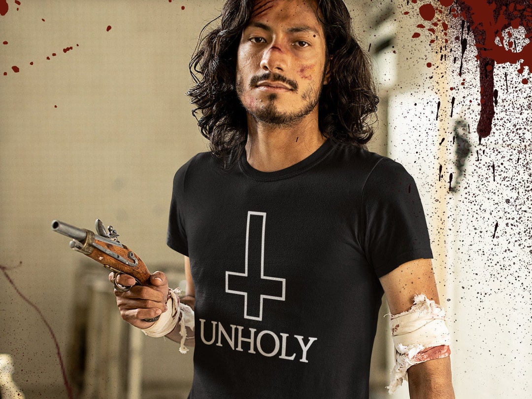 Unholy Gothic Tshirt, Inverted Cross Emo T-shirt Goth Slogan Tee Devil ...