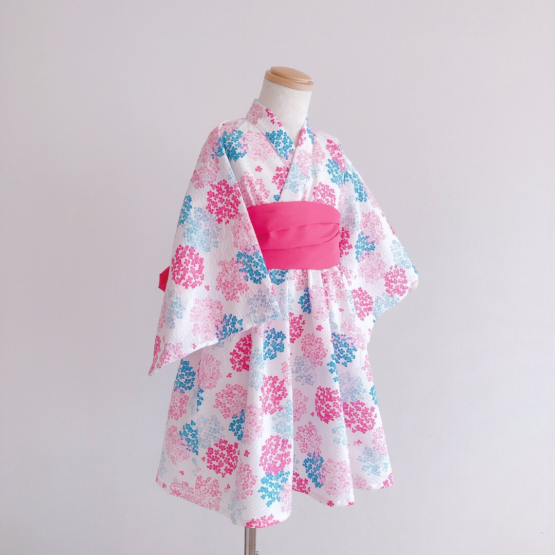 Only One Left: Size 5-6T 110cm Yukata Dress With Sash Hydrangea, Summer ...