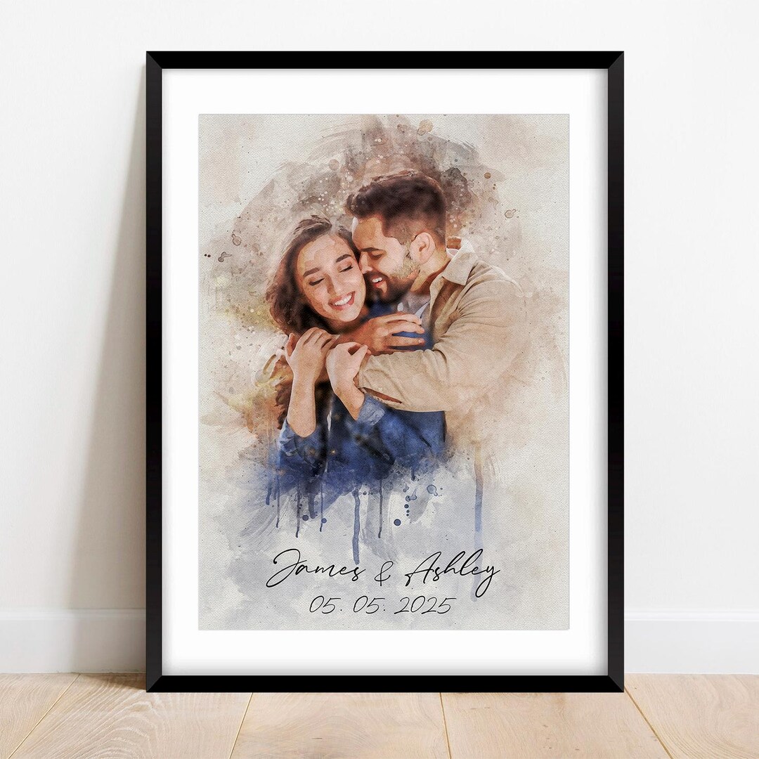 Custom Watercolor Girlfriend Boyfriend Portrait, Personalized Couple ...