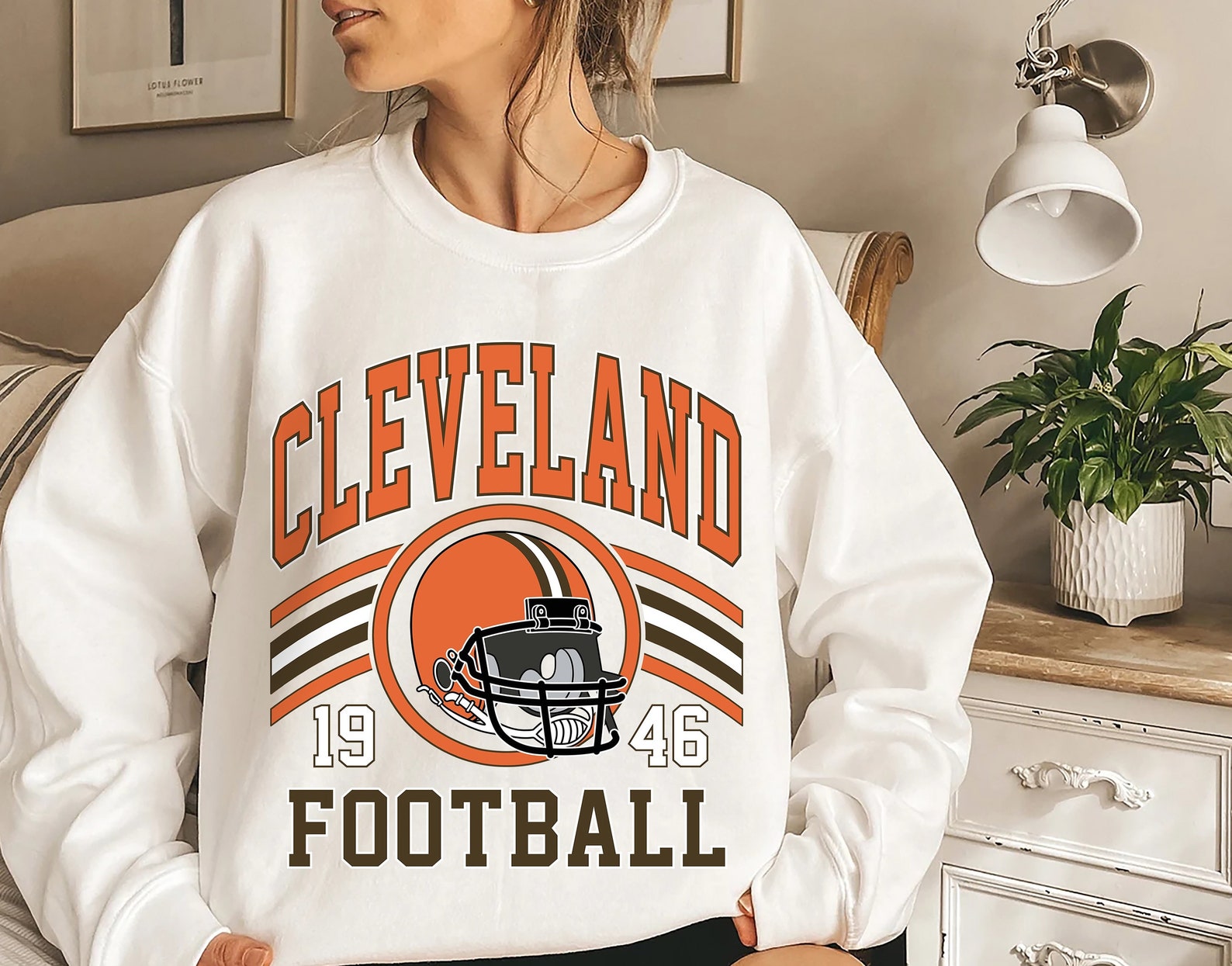 Cleveland Football Sweatshirt, Football Fan Crewneck, Retro Cleveland ...