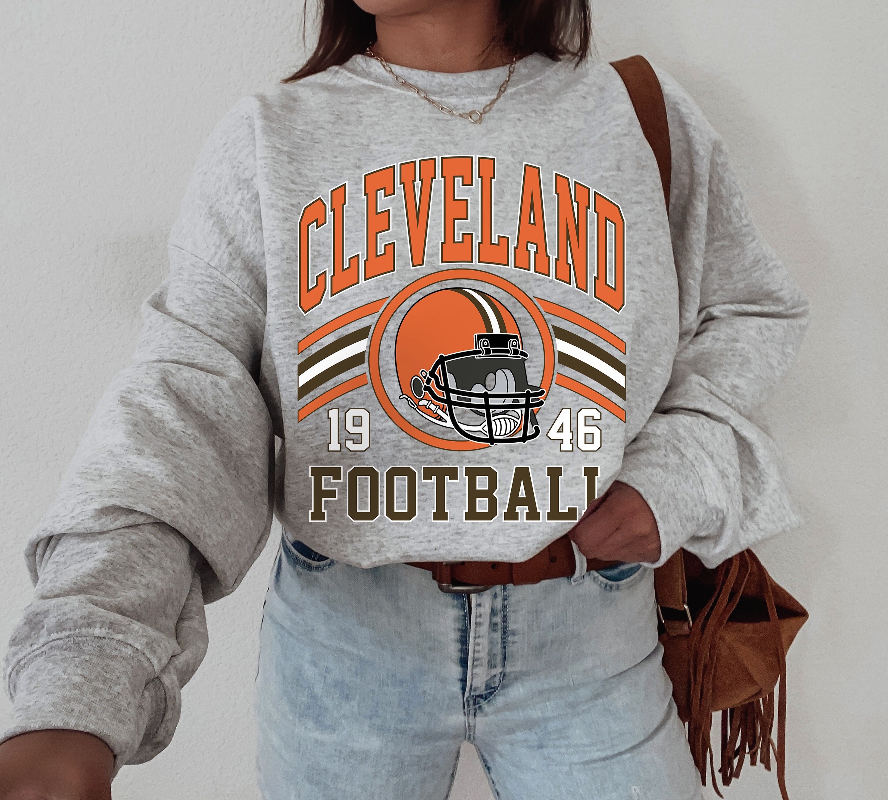 Cleveland Football Sweatshirt, Football Fan Crewneck, Retro Cleveland ...