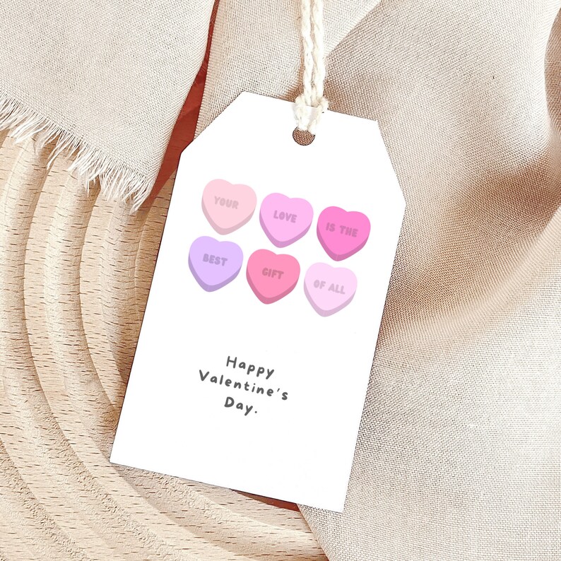 Candy Hearts Valentines Gift Tag,valentines Tag,candy Hearts Tag ...