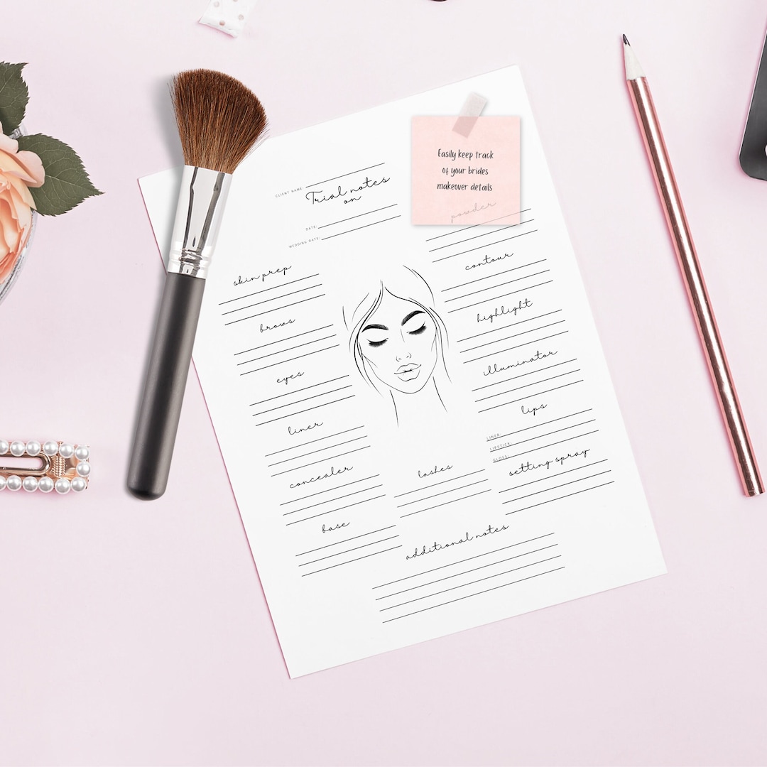 Makeup Artist Face Chart Template, Bridal Trial Template, Makeup ...