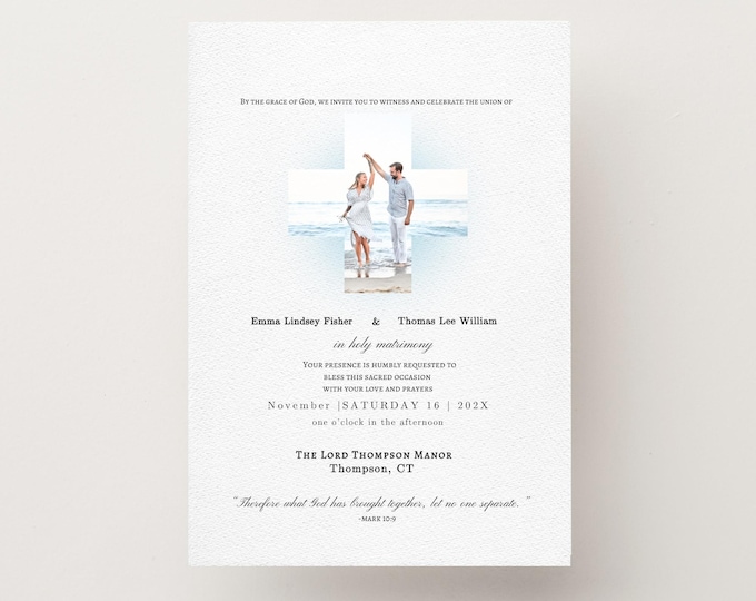 Editable Christian Wedding Invitation Template: Bible Verse (canva ...